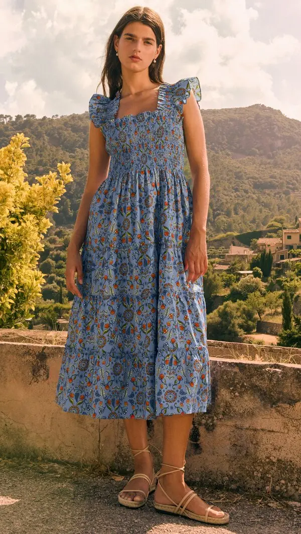 Hill House Home Ellie Nap Dress - Swedish Floral/Blue Multi